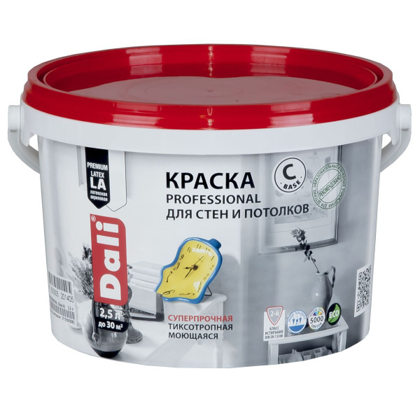 Краска DALI для стен и потолков Дали Профешн 5л Гладкая, Акриловая ...