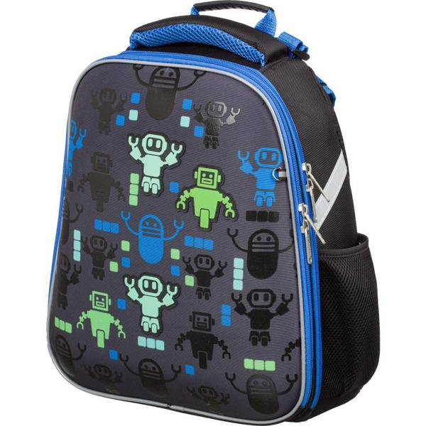 Ранец №1 School Basic Robot паттерн черный, 2 отделения, эргономическая ...