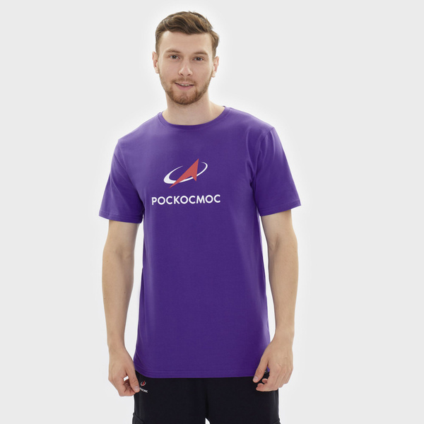 Футболка Роскосмос, размер 46, цвет фиолетовый, хлопок 95%, лайкра 5% ...