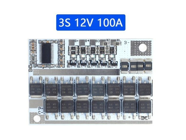 BMS 3S 100A плата защиты с балансировкой, 12В, для сборок аккумуляторов ...