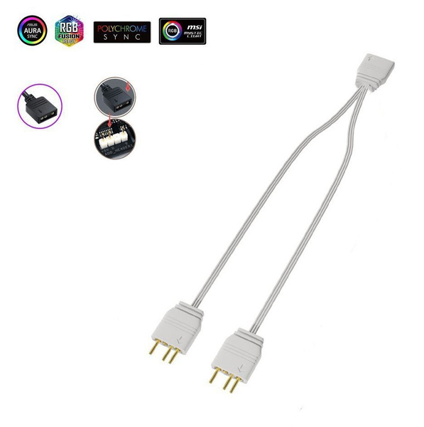 Разветвитель для подсветки ARGB 5V (2 выхода), 1шт, белый - купить ...