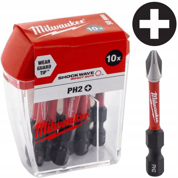 Биты Milwaukee Bit Shockwave PH2, 10шт. 4932430855 купить на OZON по ...