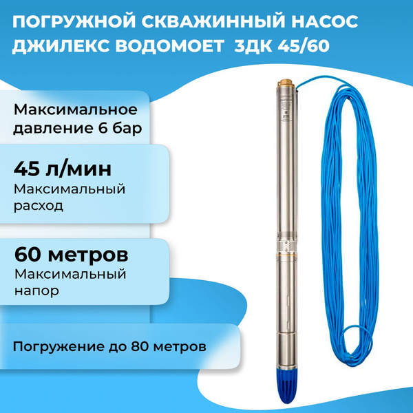Погружной скважинный насос Джилекс ВОДОМЕТ 3ДК 45/60, арт. 5604 ...