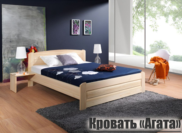Двуспальная кровать Кровать "Агата" Из Массива Сосны - купить по ...