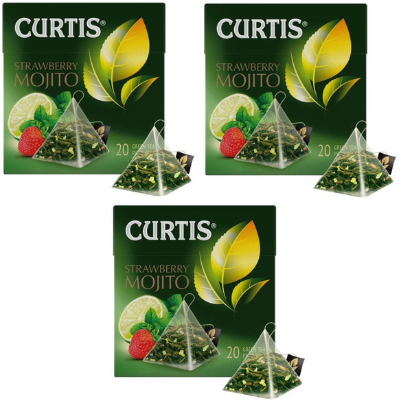 Чай зеленый Curtis Strawberry Mojito Клубничный Мохито, 3 упаковки по ...