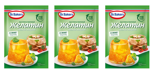 Желатин пищевой DR.BAKERS говяжий, 3 уп по 20 г - купить с доставкой по ...