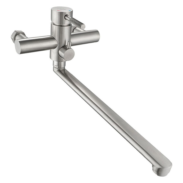 Смеситель для ванны ARGOtech Solid сатин однорычажный с длинным изливом с лейкой (35-L35/D SOLID ...