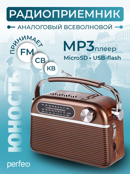 Радиоприемник от сети Perfeo ЮНОСТЬ, коричневый (i30) купить по низкой цене с доставкой в ...