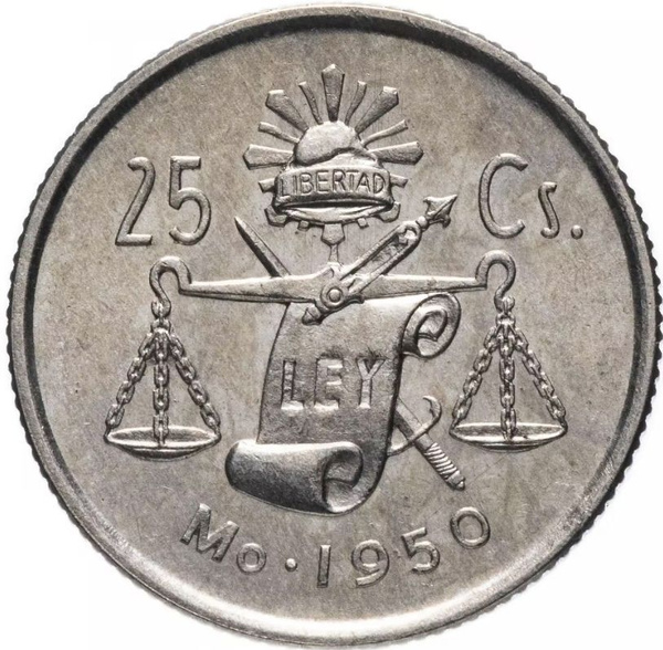 Монета 25 сентаво. Мексика. 1950-1953 г.в. Весы. Серебро. (VF) - купить в интернет-магазине OZON ...