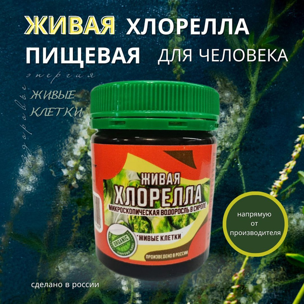 Живая Хлорелла.Пищевая, во фруктозном сиропе. только живые клетки без ...