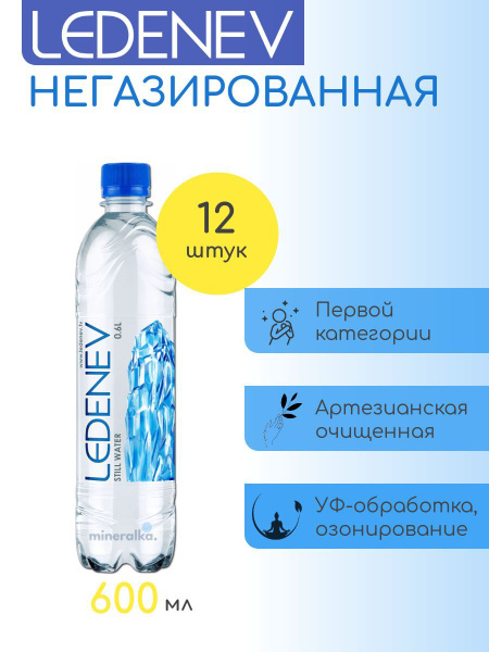 Вода питьевая Леденёв / Ledenev негазированная, ПЭТ 0.6 л (12 штук) - купить с доставкой по ...