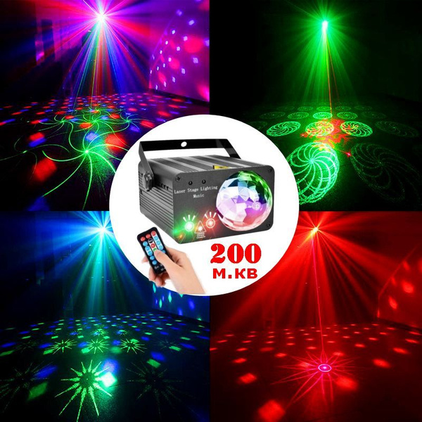 Интерактивный лазерный музыкальный трехцветный RGB проектор для дома и ...