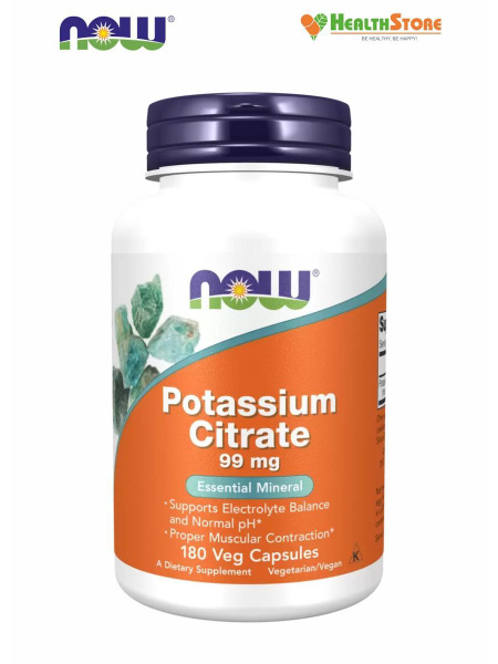 NOW Potassium Citrate 99мг 180 капсул Нау Цитрат калия 99мг калий ...