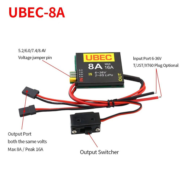 UBEC-8A 2S-6S 6-36V BEC DUAL UBEC 8A/16A 5.2/6.0/7.4v/8.4v Отдельный ...