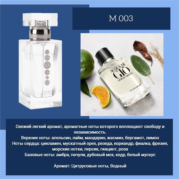 ПАРФЮМКОСМЕТИК от ESSENS Мужской аромат №003 Духи 50 мл (1266680471)