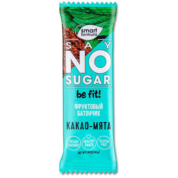 Батончик без сахара Smart Formula SAY No Sugar "Какао-Мята" 40 г, 1 шт ...