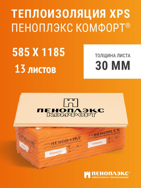 Пеноплэкс Комфорт 30 мм (13 плит) утеплитель экструзионный ...