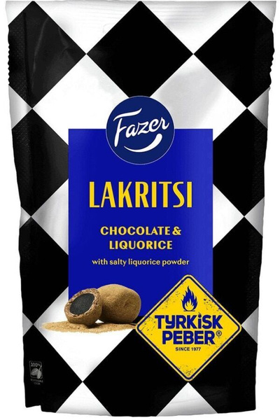 Конфеты в шоколаде Fazer Lakritsi Choco Tyrkisk Peber с шоколадом и ...