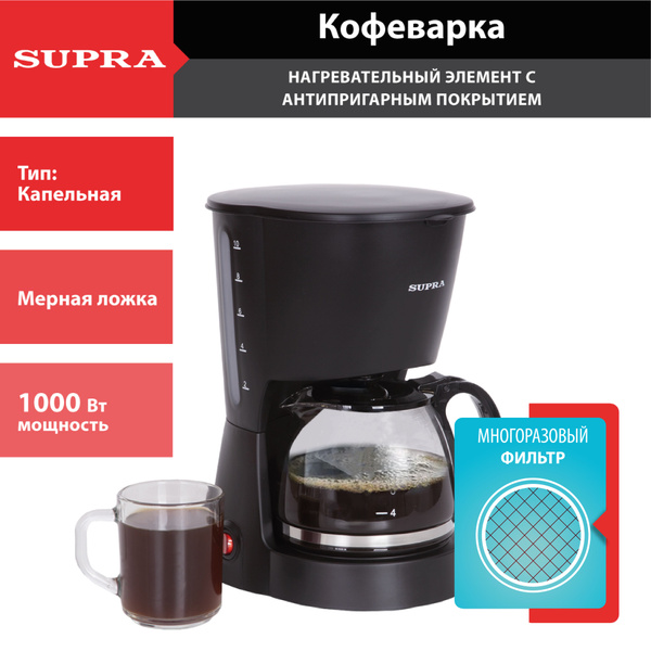 Капельная кофеварка профессиональная Supra CMS-1010 со съемным многоразовым фильтром и ...