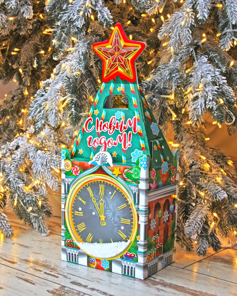 Новогодняя подарочная упаковка "Кремль" картонная / Упаковка для ...