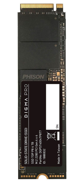 4 ТБ Внутренний SSD-диск Digma Pro Top P8, PCIe 4.0 x4, 4TB, M.2 2280 (DGPST4004TP8T7) (Pro Top ...