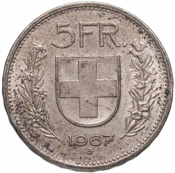 Швейцария 5 франков francs 1967, Серебро 835, в сохранности XF - купить в интернет-магазине OZON ...