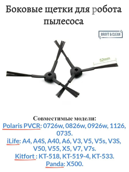 Щетки для робот-пылесоса Polaris PVCR, iLife, Kitfort KT - купить с ...