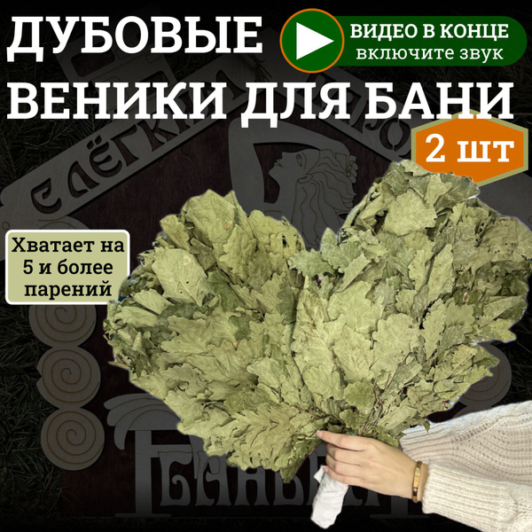 Дубовые веники для бани и сауны набор 2 штуки из молодого дуба, свежий ...