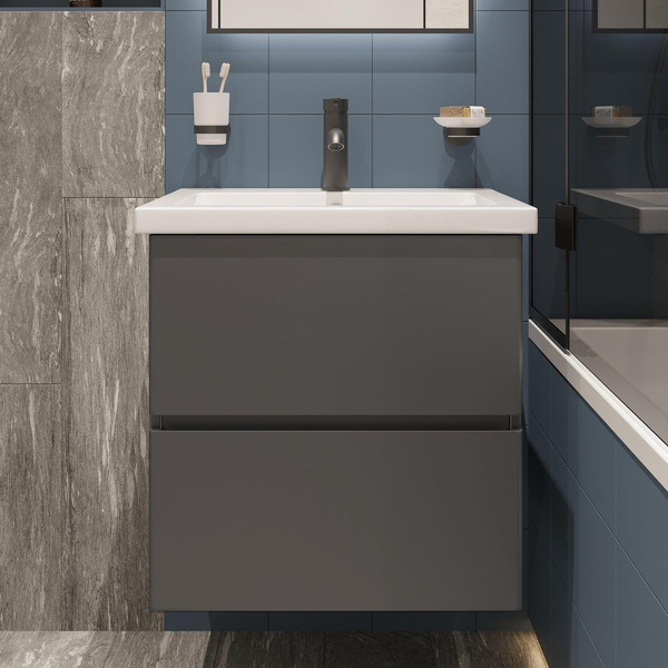 Тумба с раковиной STWORKI Колдинг 60 антрацит, с раковиной Como 60 купить на OZON по низкой цене ...