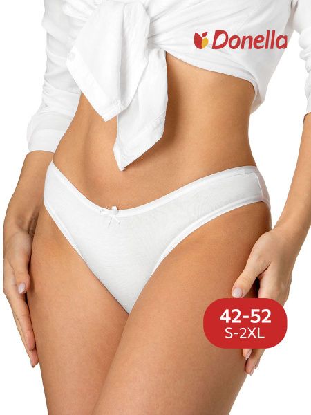 Трусы Женский Donella Хлопок, Трикотаж белый, размер 44, 46 Средняя Турция Домашний Однотонный ...