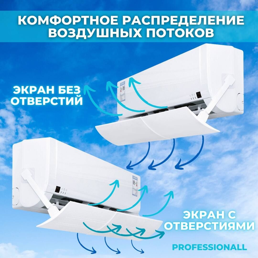 Экран для кондиционера БЕЗ ОТВЕРСТИЙ, белый / Защитный экран для ...