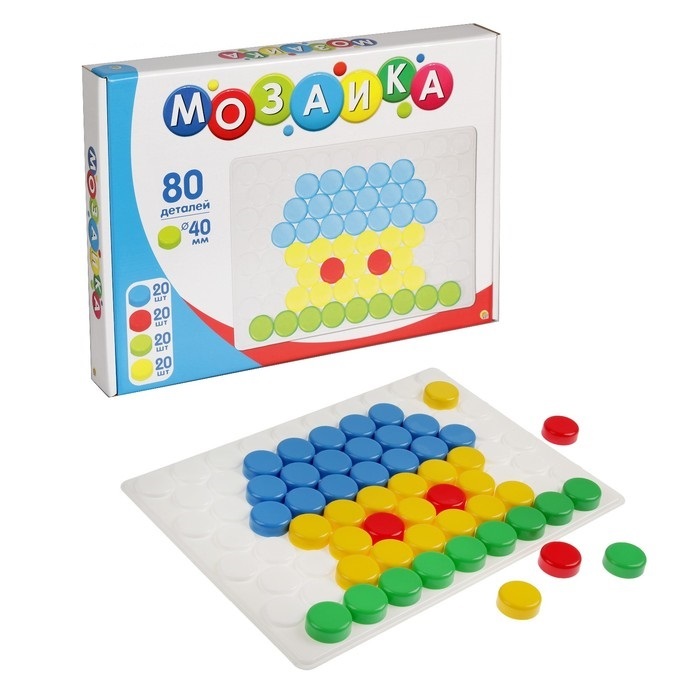 Настольная развивающая игра - Мозаика пластиковая 80 фишек (размер ...
