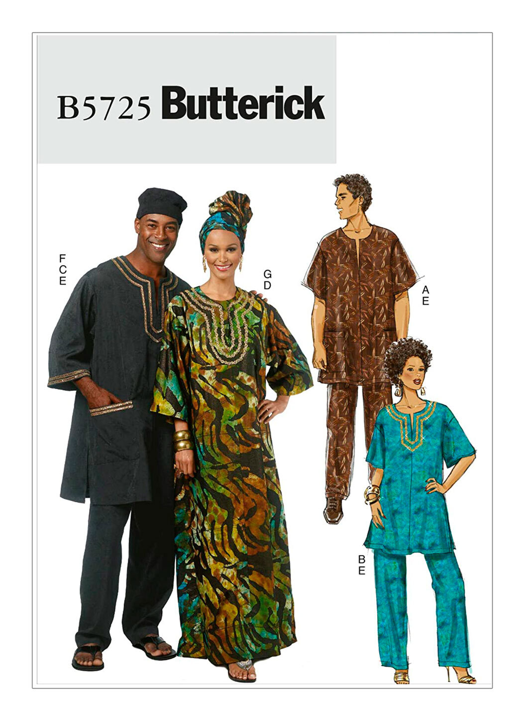 Выкройка BUTTERICK №5725 Туника, кафтан, головные уборы — купить в ...