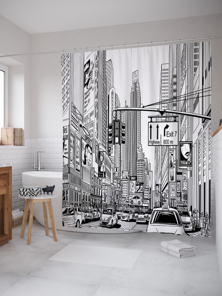 Штора для ванной 200x180 см JoyArty поверхность, цвета, переливы, девушка, космос, звезды ...