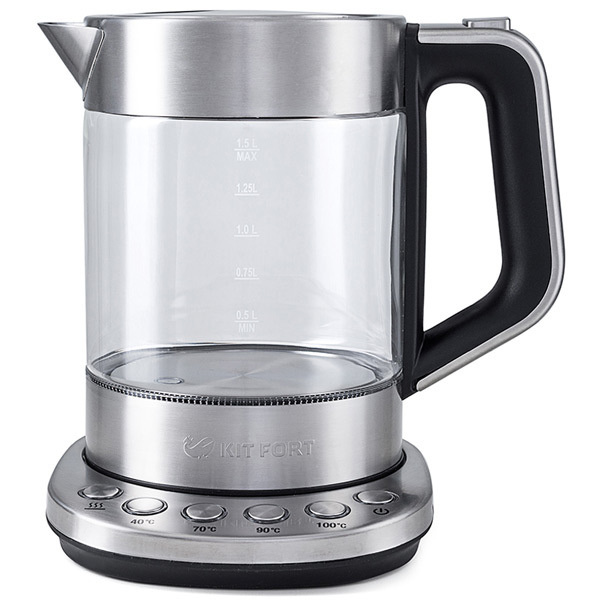 Купить электрический чайник Kitfort КТ-616, Металл/стекло по низкой цене: отзывы, фото ...