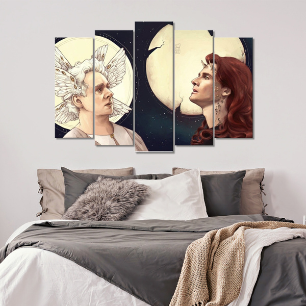 Большая модульная картина на холсте - Aziraphale and Crowley art Good ...