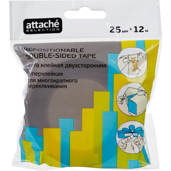 Attache Selection Клейкая лента канцелярская 2-х стороняя, 25 мм Х 12 м - купить с доставкой по ...