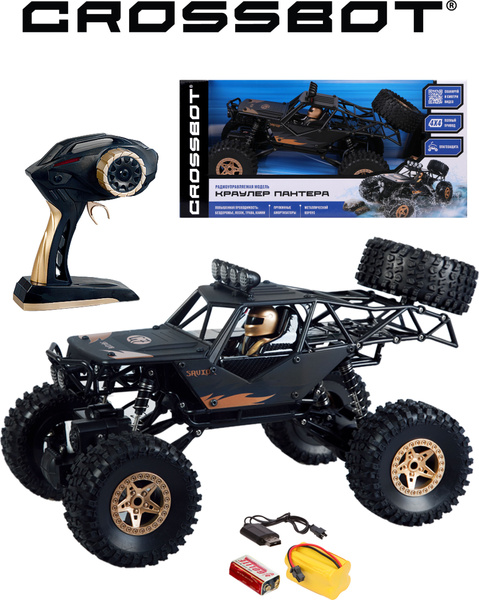 Машинка на радиоуправлении Crossbot Краулер Пантера, аккумуляторная, 4WD, металл, черный ...
