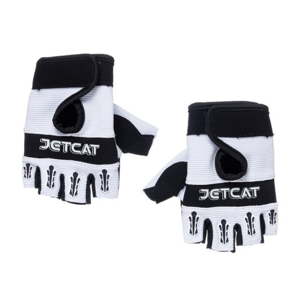Велоперчатки JETCAT детские защитные (без пальцев) - PRO - Белые М ...