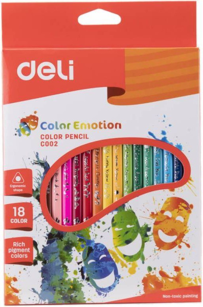 Набор цветных карандашей Deli Color Emotion, твердые, 18 шт - купить с ...
