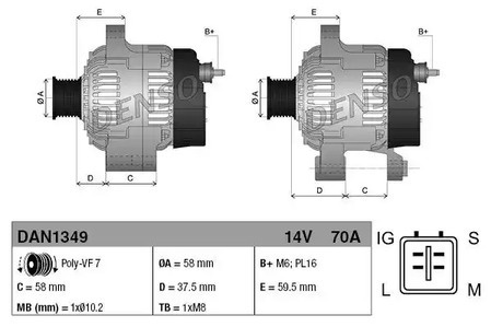 Генератор Denso DAN1349 - DENSO арт. DAN1349 - купить по выгодной цене в интернет-магазине OZON ...