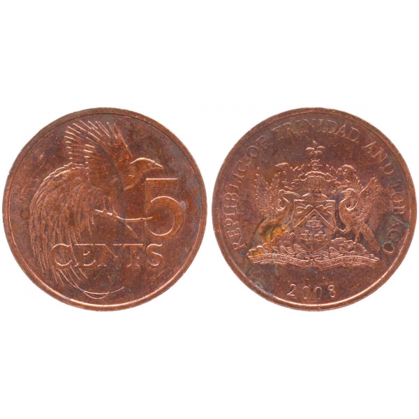 Тринидад и Тобаго 5 Центов 2008 год XF KM# 30 Райская птица купить на OZON по низкой цене ...