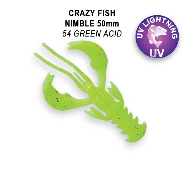 Силиконовые приманки 8шт Crazy Fish Nimble 2", 50мм цвет 54 вкус ...