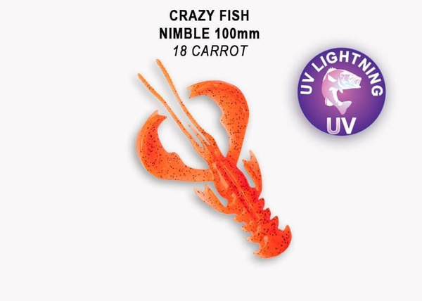 Силиконовые приманки 5шт Crazy Fish Nimble 4", 100мм цвет 18 вкус ...