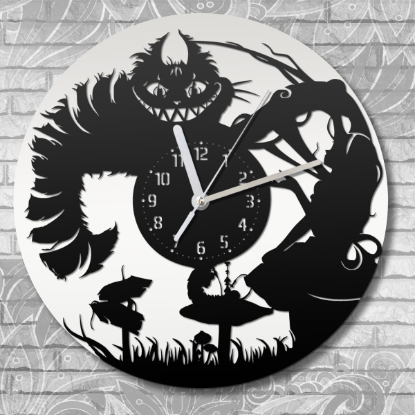 Настенные часы деревянные бесшумные мультфильмы алиса в стране чудес 512 купить по низкой