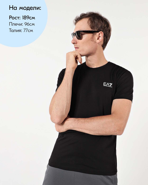 Футболка EA7, размер 50, 48, цвет темно-синий, 100% хлопок - купить по выгодной цене в интернет ...