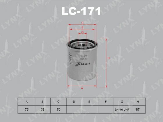 Фильтр масляный Lynx LC171 купить на OZON по низкой цене (1086045256)