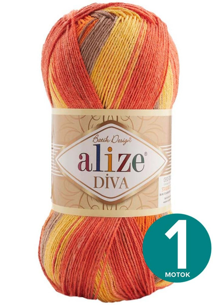 Пряжа Alize Diva Batik (Ализе Дива Батик) - 7632, 100 г / 350 м (100% микрофибра акрил) - 1 шт ...