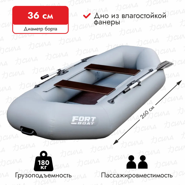 Надувная лодка ПВХ Flinc FORT 260, серый - купить по выгодной цене в ...