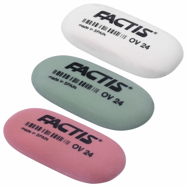 Ластик FACTIS OV 24 (Испания), 49х24х9 мм, цвет ассорти, овальный ...